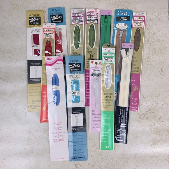 Other | Vintage 13 Metal Zippers Assortment Polyester Sewing Crafting ...